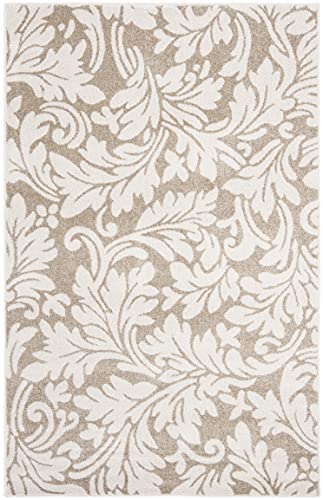 SAFAVIEH Amherst Collection 4' x 6' Wheat / Beige AMT425S Floral Non-Shedding Living Room Bedroom Accent Rug