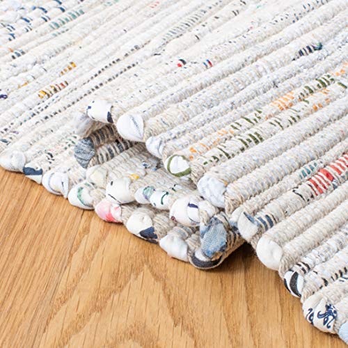 SAFAVIEH Rag Rug Collection 8' x 10' Ivory/Multi RAR121G Handmade Boho Stripe Cotton Area Rug