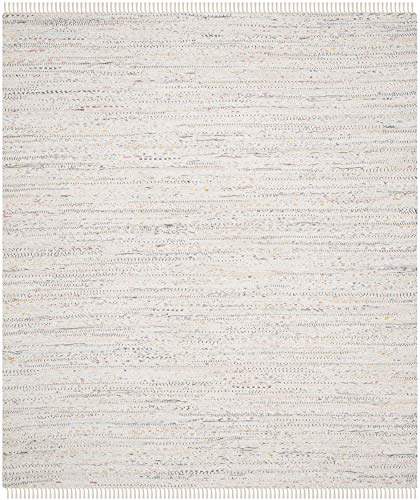 SAFAVIEH Rag Rug Collection 8' x 10' Ivory/Multi RAR121G Handmade Boho Stripe Cotton Area Rug