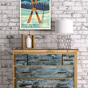 Aspen, Snowmass, Colorado, Crossed Skis Letterpress (16x24 Giclee Gallery Art Print, Vivid Textured Wall Decor)