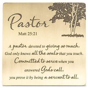 dicksons pastor servant to all matthew 25:21 antique brass 4 x 4 metal table top and wall sign plaque