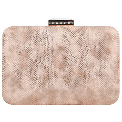 Fawziya Crystal Evening Bags And Clutches Snakeskin Clutch-Champagne