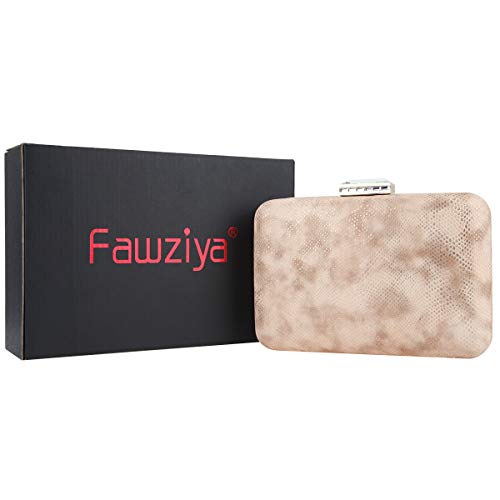 Fawziya Crystal Evening Bags And Clutches Snakeskin Clutch-Champagne