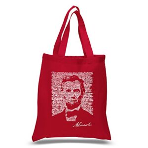 la pop art word art s tote bag – abraham lincoln – gettysberg address red