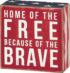 primitives by kathy 23148 patriotic box sign, 4 x 4, home of the free