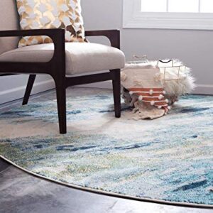 Unique Loom Chromatic Collection Modern & Vibrant Abstract Area Rug For Any Home Décor (6' 0 x 6' 0 Round, Light Blue/Beige)