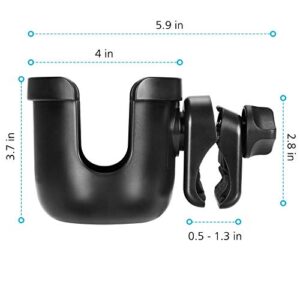 Accmor Universal Stroller Cup Holder, Bike Cup Holder, Large Caliber Designed Cup Holder for Bottle with Handle, Cup Holder for Stroller, Bike, Wheelchair, Walker