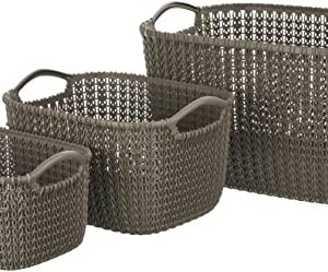 Set of 3 Knit Baskets L + S + XS Brown