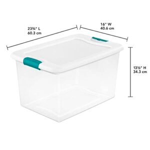 Sterilite 64 Qt Latching Box Large Stackable Clear Plastic Storage Totes, 6 Pack & Deep Clip Container Bins for Organization and Storage, 4 Pack