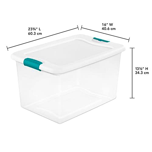 Sterilite 64 Qt Latching Box Large Stackable Clear Plastic Storage Totes, 6 Pack & Deep Clip Container Bins for Organization and Storage, 4 Pack