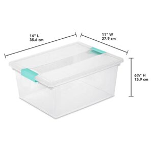 Sterilite 64 Qt Latching Box Large Stackable Clear Plastic Storage Totes, 6 Pack & Deep Clip Container Bins for Organization and Storage, 4 Pack