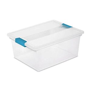 Sterilite 64 Qt Latching Box Large Stackable Clear Plastic Storage Totes, 6 Pack & Deep Clip Container Bins for Organization and Storage, 4 Pack