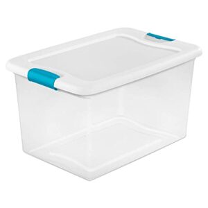 Sterilite 64 Qt Latching Box Large Stackable Clear Plastic Storage Totes, 6 Pack & Deep Clip Container Bins for Organization and Storage, 4 Pack