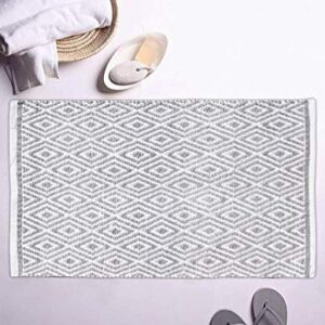 Ramanta Home 100% Cotton Diamond Rug 21x34 Hand Woven Reversible Washable Rug - Grey,Farmhouse Bathroom Rugs,Entry Rugs,Rugs for Living Room,Rag Rug,Kitchen Rug Cotton,Machine Washable Rug,Woven Rug