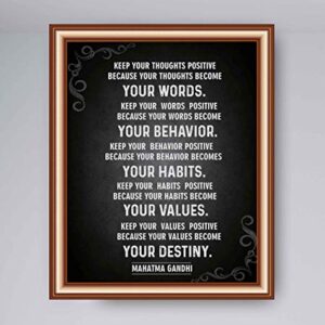 GANDHI Quotes Wall Art- "Your Destiny"- 8 x 10 Art Wall Print Art Ready to Frame. Modern Home Décor, Studio & Office Décor. Mahatma Gandhi Quotes Makes a Perfect Gift for Motivation, Zen & Inspiration