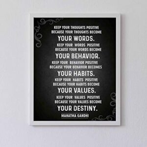 GANDHI Quotes Wall Art- "Your Destiny"- 8 x 10 Art Wall Print Art Ready to Frame. Modern Home Décor, Studio & Office Décor. Mahatma Gandhi Quotes Makes a Perfect Gift for Motivation, Zen & Inspiration