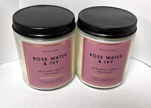 bath and body works rose water and ivy single wick candle 7 oz. 2 set