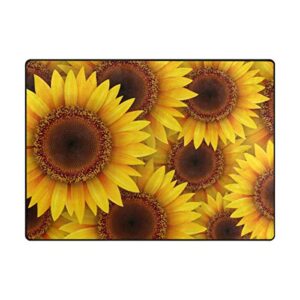 senya large area rugs 6’8″ x 4’10” yellow sunflowers lightweight non slip water-repellent floor mat for living room bedroom home deck