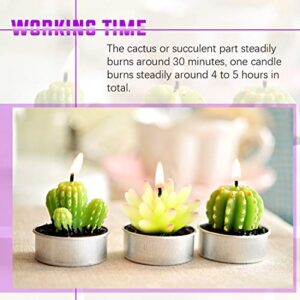 Swpeet 12Pcs Decorative Succulent Cactus Tealight Candles Kit, Cute Smokeless Succulent Plants Perfect for Candles Festival Wedding Props and House-Warming Party (N0.7-Candle)