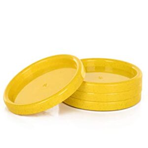 Mintra Home Durable Plastic Coasters 4pk (Yellow) - 09053 - for Drinks, Coffee, Water - Drink Cup Holder for Kitchen, Home, Table Protection (Protect Furniture from Water Marks & Damage)