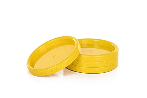 Mintra Home Durable Plastic Coasters 4pk (Yellow) - 09053 - for Drinks, Coffee, Water - Drink Cup Holder for Kitchen, Home, Table Protection (Protect Furniture from Water Marks & Damage)