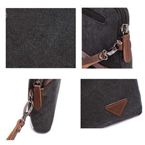 Canvas Wristlet Bag Large Clutch Bag Wallet Purse Zipper Pouch Handbag Organizer with Leather Strap for Men