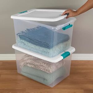 Sterilite 106 Quart (4 Pack) & 64 Quart (12 Pack) Latching Clear Plastic Storage Organizer Tote Tub Container Bin Box for Organization and Storage