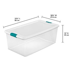 Sterilite 106 Quart (4 Pack) & 64 Quart (12 Pack) Latching Clear Plastic Storage Organizer Tote Tub Container Bin Box for Organization and Storage