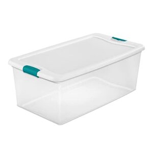 Sterilite 106 Quart (4 Pack) & 64 Quart (12 Pack) Latching Clear Plastic Storage Organizer Tote Tub Container Bin Box for Organization and Storage