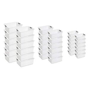 sterilite multi-size plastic storage basket bin organizer bundle set (36 pieces)