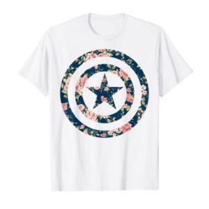 Marvel Avengers Captain America Floral Icon Graphic T-Shirt T-Shirt