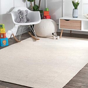 nuloom hand woven ago wool area rug, 7′ 6″ x 9′ 6″, cream