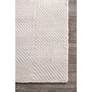 nuLOOM Hand Woven Ago Wool Area Rug, 7' 6" x 9' 6", Cream