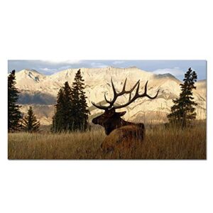 VVOVV Wall Decor Wildlife Animal Painting Deer Elk Wall Art Canvas Prints Autumn Forest Landscape Picture Stretched Framed Modern Home Decor for Bedroom Ready to Hang - 24x48 inches