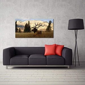 VVOVV Wall Decor Wildlife Animal Painting Deer Elk Wall Art Canvas Prints Autumn Forest Landscape Picture Stretched Framed Modern Home Decor for Bedroom Ready to Hang - 24x48 inches