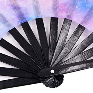 Amajiji Large Folding Fan, Chinease/Japanese Bamboo and Nylon-Cloth Folding Hand Fan, Hand Folding Fans for Women/Men, Hand Fan Festival Gift Fan Craft Fan Folding Fan Dance Fan (Galaxy)