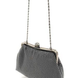 Women clutch small metal beaded mesh evening purse bag for Cocktail Party Prom Wedding Banquet (Gun Metal)