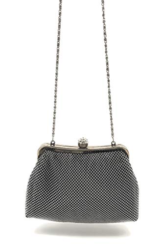 Women clutch small metal beaded mesh evening purse bag for Cocktail Party Prom Wedding Banquet (Gun Metal)