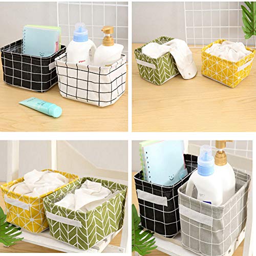 Tamicy Mini Storage Basket（Pack of 5）- Blend Storage Bins for Makeup, Book, Baby Toy,8x6x5.5 inch Home Decor Canvas Organizers Bag 8x6.3x5.1 inch