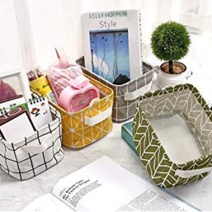 Tamicy Mini Storage Basket（Pack of 5）- Blend Storage Bins for Makeup, Book, Baby Toy,8x6x5.5 inch Home Decor Canvas Organizers Bag 8x6.3x5.1 inch