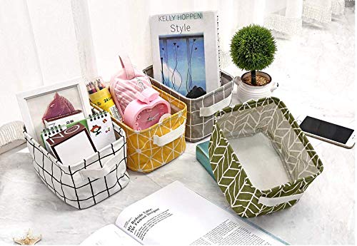 Tamicy Mini Storage Basket（Pack of 5）- Blend Storage Bins for Makeup, Book, Baby Toy,8x6x5.5 inch Home Decor Canvas Organizers Bag 8x6.3x5.1 inch