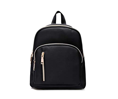 YANAIER Women Mini Backpack Purse Waterproof Nylon Fashion College Bag Daypack Black