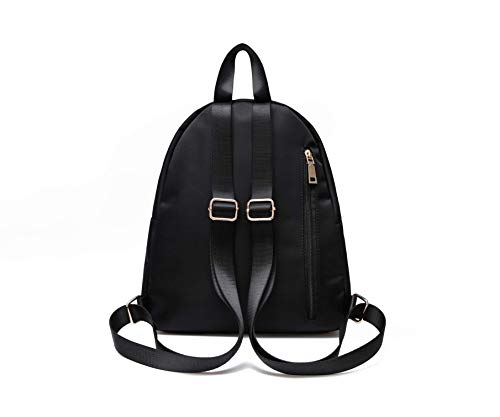 YANAIER Women Mini Backpack Purse Waterproof Nylon Fashion College Bag Daypack Black