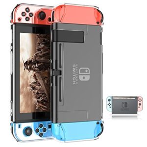 ziidii dockable switch case for nintendo, nintendo switch games protective hard carrying clear cover case for nintendo switch console joy con controlle