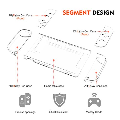 ZIIDII Dockable Switch Case for Nintendo, Nintendo Switch Games Protective Hard Carrying Clear Cover Case for Nintendo Switch Console Joy Con Controlle