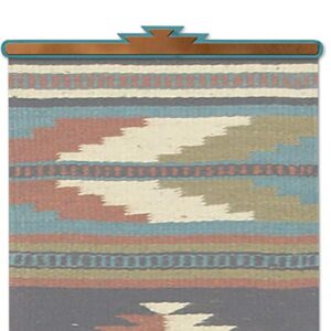 Rustic Turquoise Wooden Rug Hanger - Santa Fe Accents (30in)