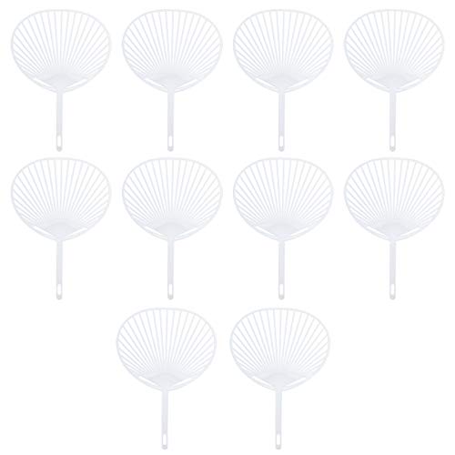 LUOEM 10pcs Japanese Fan Uchiwa DIY Kit Hand-held Fan Framework for DIY Crafts (White)