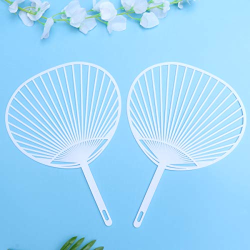 LUOEM 10pcs Japanese Fan Uchiwa DIY Kit Hand-held Fan Framework for DIY Crafts (White)