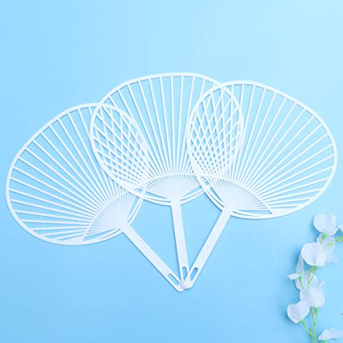 LUOEM 10pcs Japanese Fan Uchiwa DIY Kit Hand-held Fan Framework for DIY Crafts (White)