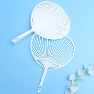 LUOEM 10pcs Japanese Fan Uchiwa DIY Kit Hand-held Fan Framework for DIY Crafts (White)